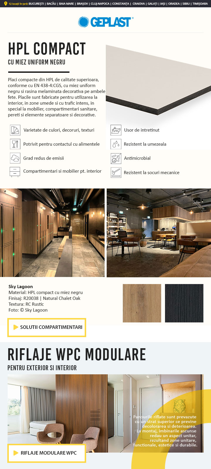 Panouri rigide si plane, din HPL compact |Solutii compartimentari sanitare